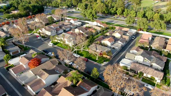 Aerial View of Middle Class Suburban Neighborhood with Houses Next To ...