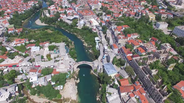 Aerial view of Mostar city in Bosnia, Stock Footage | VideoHive