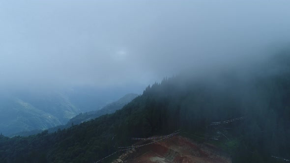 Rumtek Monastery area in Sikkim India seen from the sky, Stock Footage