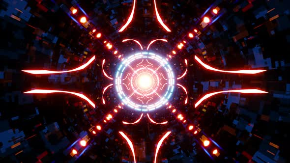 Rotating Fast Circle Light in the Geometric Tunnel Motion, Motion Graphics