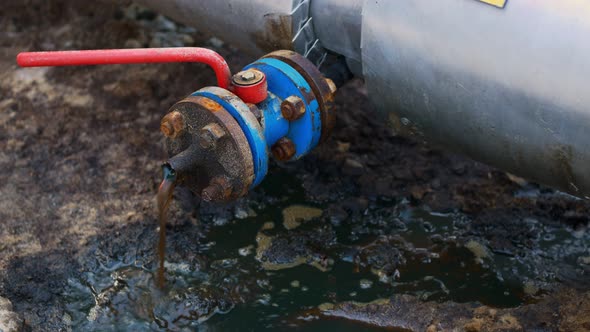 Oil Flows From the Pipe to the Ground Oil Leakage with Soil Pollution ...
