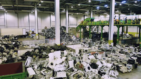Recycling Factory with People Working with Garbage., Stock Footage