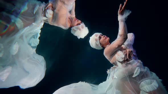 Undersea Fairy is Floating in Depth Reflection of Graceful Lady in ...
