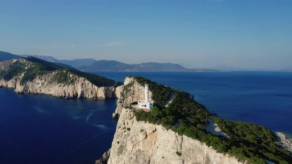 Cape of Ducato, famous lighthouse of Greek island Lefkada., Stock Footage
