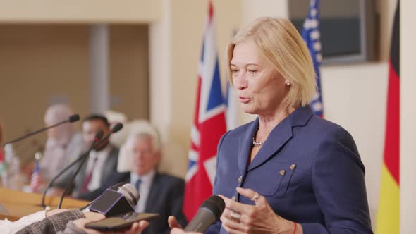 Female Politician Giving Interview to Press, Stock Footage | VideoHive