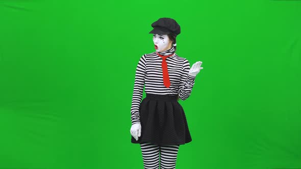 Mime Woman Is Having Call, Talking, Stock Footage | VideoHive