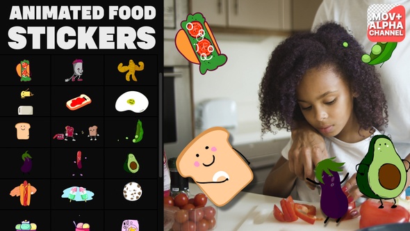 Animated Food Stickers | Motion Graphics, Motion Graphics | VideoHive