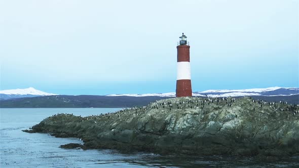 Panoramic view of the Les Eclaireurs Lighthouse, on the Beagle Channel ...