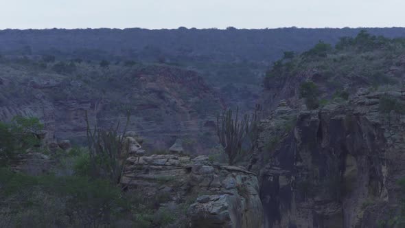 Rock mountains valley with horizon in Caatinga desert, Brazil, Stock ...