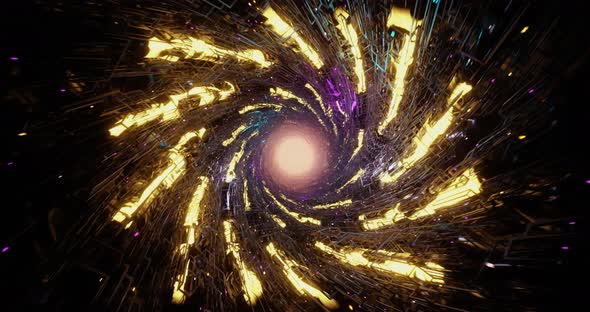 Neon Time Space Warp Wormhole Science Fiction Background, Motion Graphics