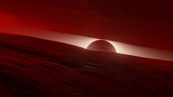 4K Panorama of Mars at sunset, sunrise above the surface of Mars ...