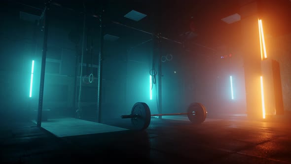 Empty Gymnastic Hall with Sporty Equipment for Weightlifting and ...