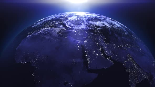 Beautiful Sunrise World Skyline - Planet Earth From Space by MUS_GRAPHIC_