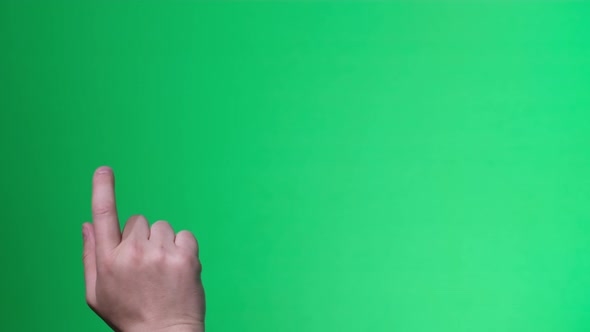 Male Hand Gestures on Green Screen Pointing or Tapping on the Screen ...