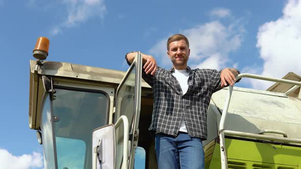 Tired Farmer Working at Grain Farm, Stock Footage | VideoHive