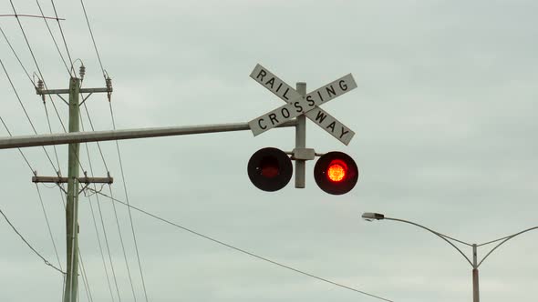 Overhead traffic signal for a train level crossing., Stock Footage