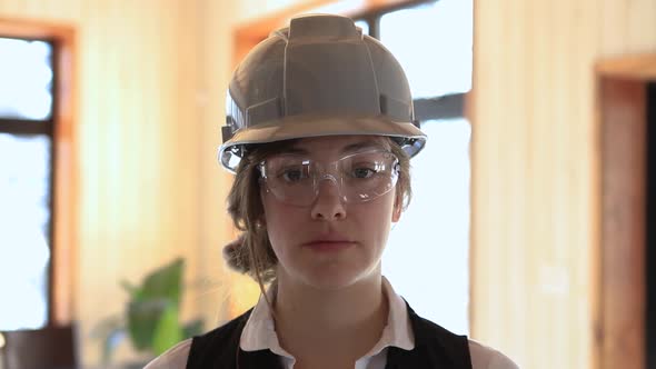 Construction Inspector Woman Face Smile., Stock Footage | VideoHive