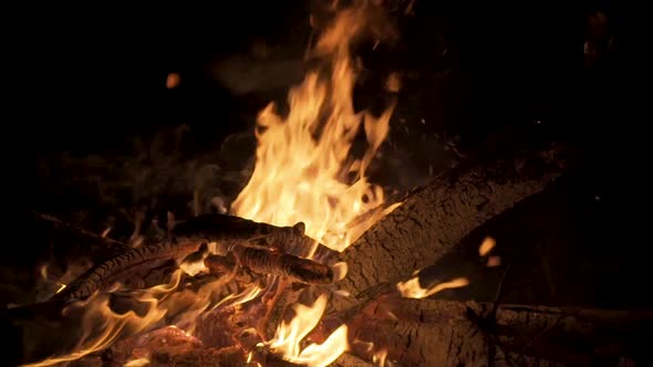 Bonfire at Night, Slide Movement., Stock Footage | VideoHive
