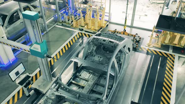 Industrial Factory Interior. Car-making Factory Unit with an Automobile ...