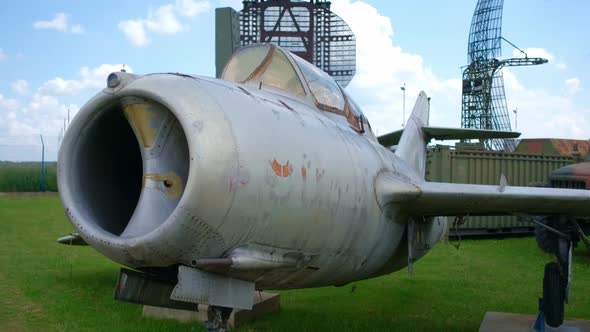 Old Jet Fighter Aircraft in Openair Military Museum, Stock Footage