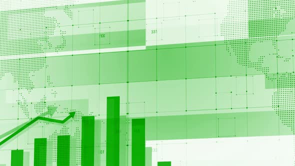 Green Color Business Growing Graph Chart Animated White Background ...