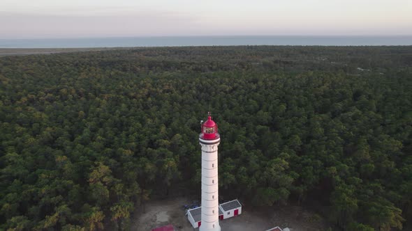 Aerial Circle Dolly Around Vila Real de Santo António Lighthouse ...