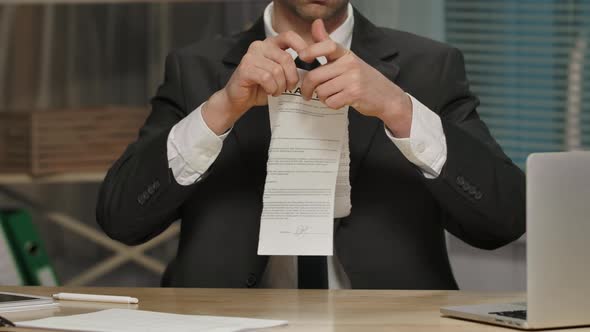 Businessman Ripping Contract and Throws Into Air, Stock Footage | VideoHive