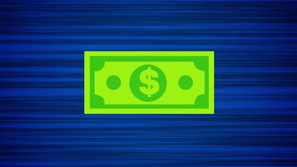Flying dollar on blue background. Looped money animation of throwing ...