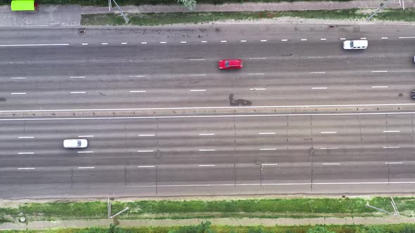 Traffic on the Highspeed Autobahn on Multilane Country Highway Top View ...
