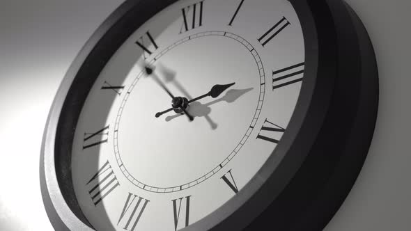 Latin Clock Face in Time Lapse on White Wall, Stock Footage | VideoHive