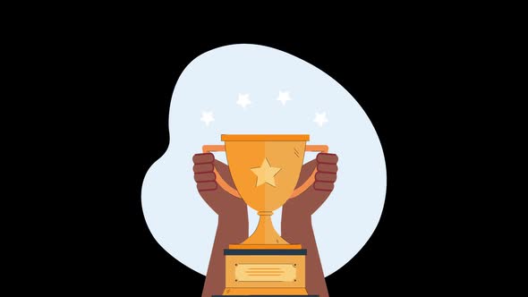 Hands Holding Champions Cup, Motion Graphics | VideoHive