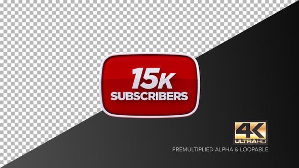 Set 5-5 Youtube 15K Subscribers Count Animation 4K RES, Motion Graphics