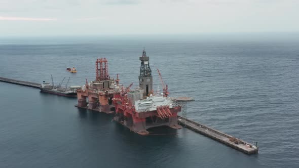 Panoramic View of Large Offshore Oil Platforms, Stock Footage | VideoHive