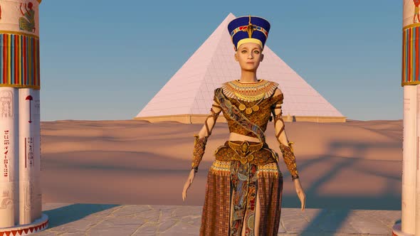 Queen Nefertiti in Front of the Great Pyramid of, Motion Graphics ...