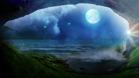 Magic night sky | Moon night background | Fireflies loop, Motion Graphics