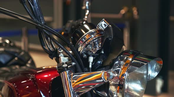 Front View of Red Retro Motorcycle, Stock Footage | VideoHive