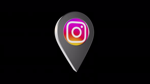 3D Rotating Instagram Location Pin Icon Animation With Alpha Channel 4K ...