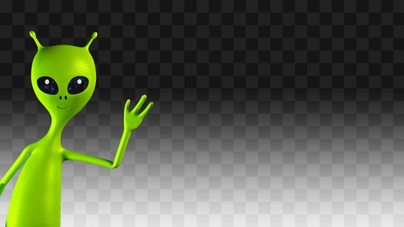 Alien Looks Out And Greets From The Corner, Motion Graphics | VideoHive