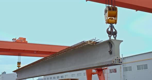 Modern Elevator Lifts a Long Concrete Construction Beam Modern ...