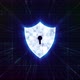 A blue security shield and firewall on dot connection background by ...