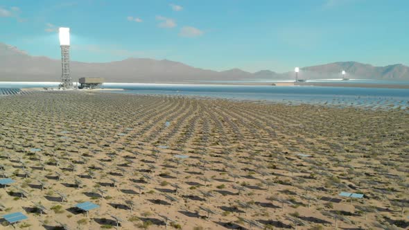 Low Aerial of Solar Electric Generators in Desert, Stock Footage ...