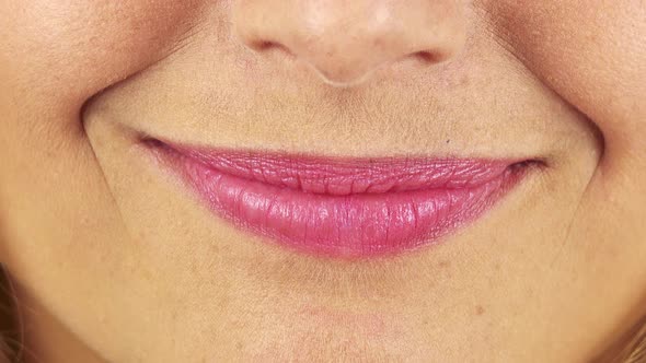 Closeup on a Woman's Smiling Lips, Stock Footage | VideoHive