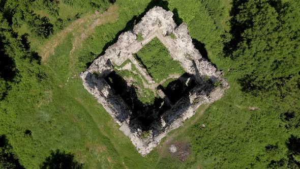 Ancient Ruins of Wartimes Fortress in Ukraine - Aerial Overhead View ...