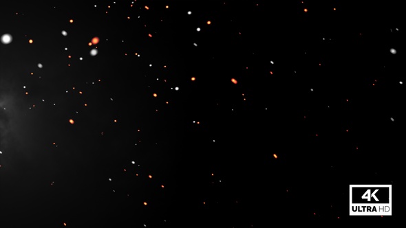 Fire Particles Embers With Black Smoke 4K Video Footage V4, Motion Graphics