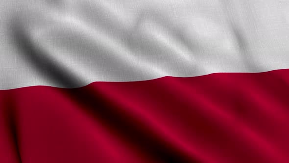 Poland Satin Flag. Waving Fabric Texture of the Flag of Poland, Real ...