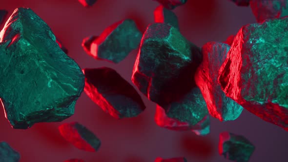Rocks set on neon green red background, Motion Graphics | VideoHive