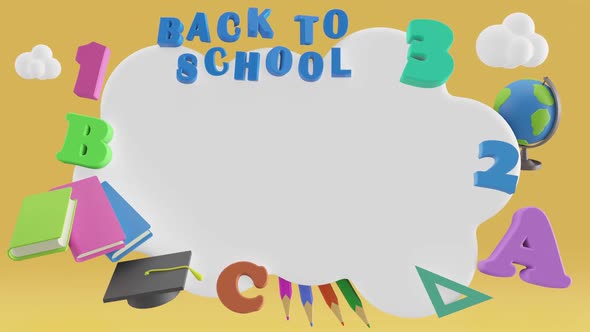 White background with items for school, Motion Graphics | VideoHive