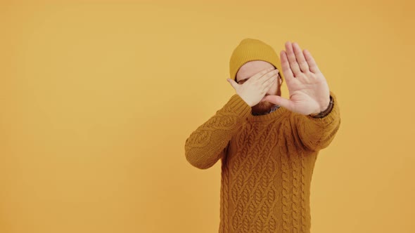 Young Caucasian Man Shows Facepalm Another Palm to the Camera Isolated ...