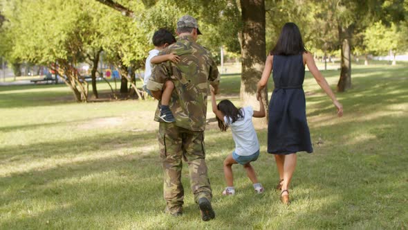 Soldier Spending Vacation with Family, Stock Footage | VideoHive