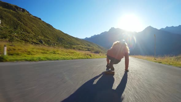 Cinematic downhill longboard session, Stock Footage | VideoHive